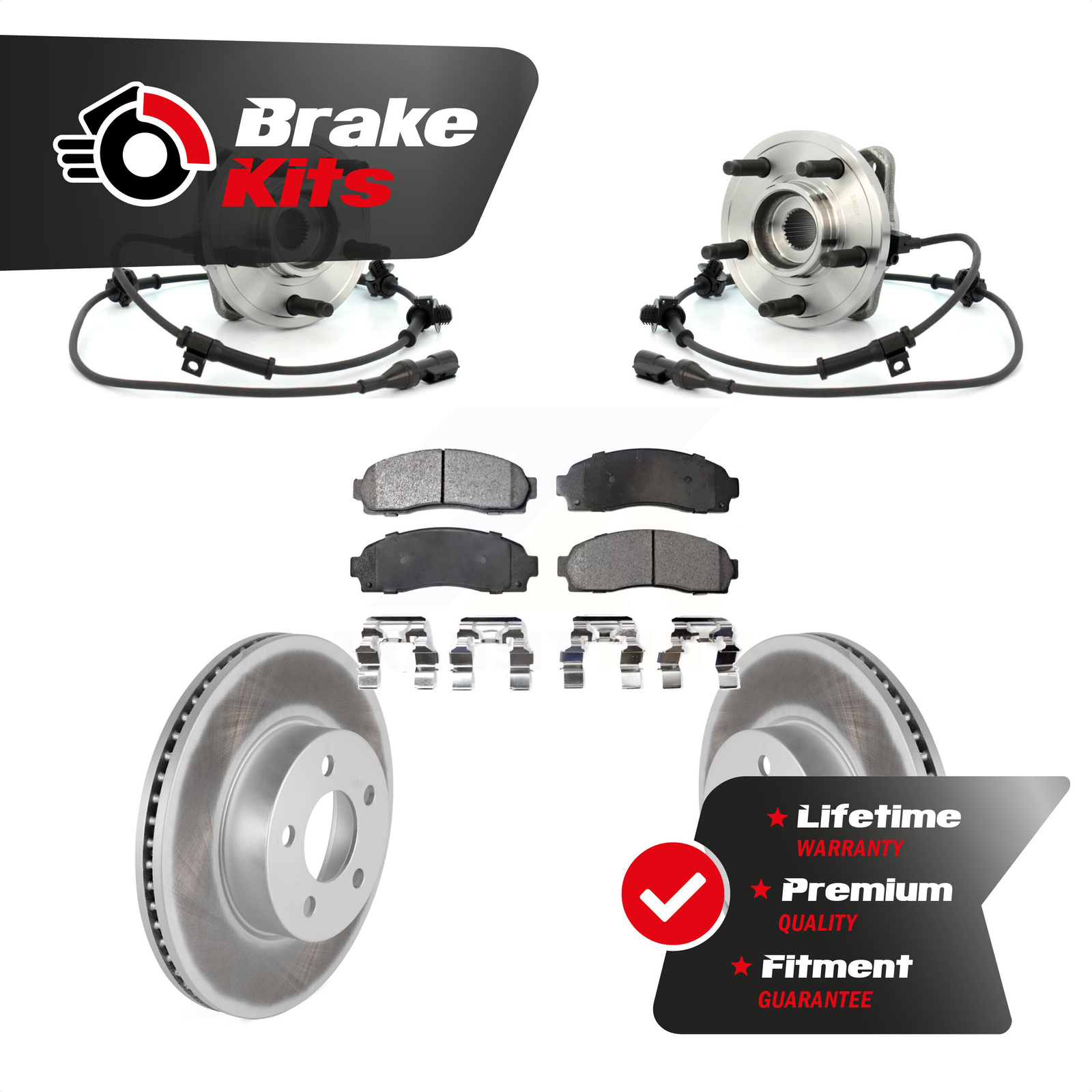 Front Hub Bearing Coated Disc Brake Rotor Pads Kit For 2003-2011 Ford ...