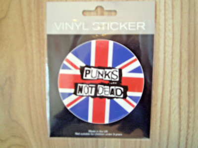 PUNKS NOT DEAD ROUND VINYL CAR/MOTORBIKE/HELMET/VAN DECAL STICKER ...