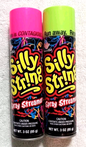 (2) X Silly String Max Spray Streamer Cans ~ NET WT 3oz Each ~ Pink ...