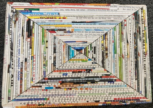 Vintage Rolled Magazine Box Chic Folk Art Shabby MCM Decor Abstract | eBay