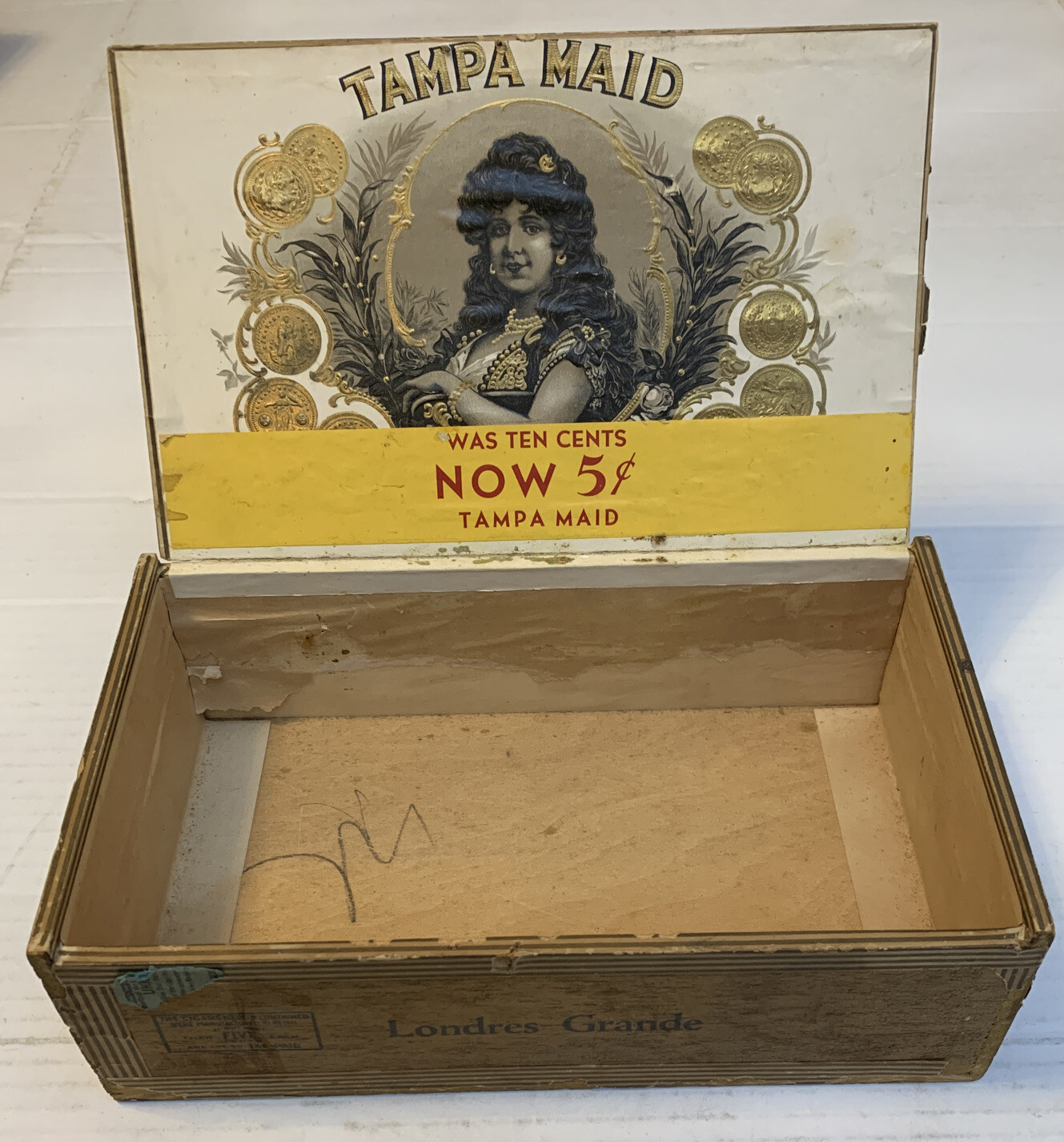 Tampa Maid Cigar Box Vintage Londres Grande Union Made Factory 50 ...