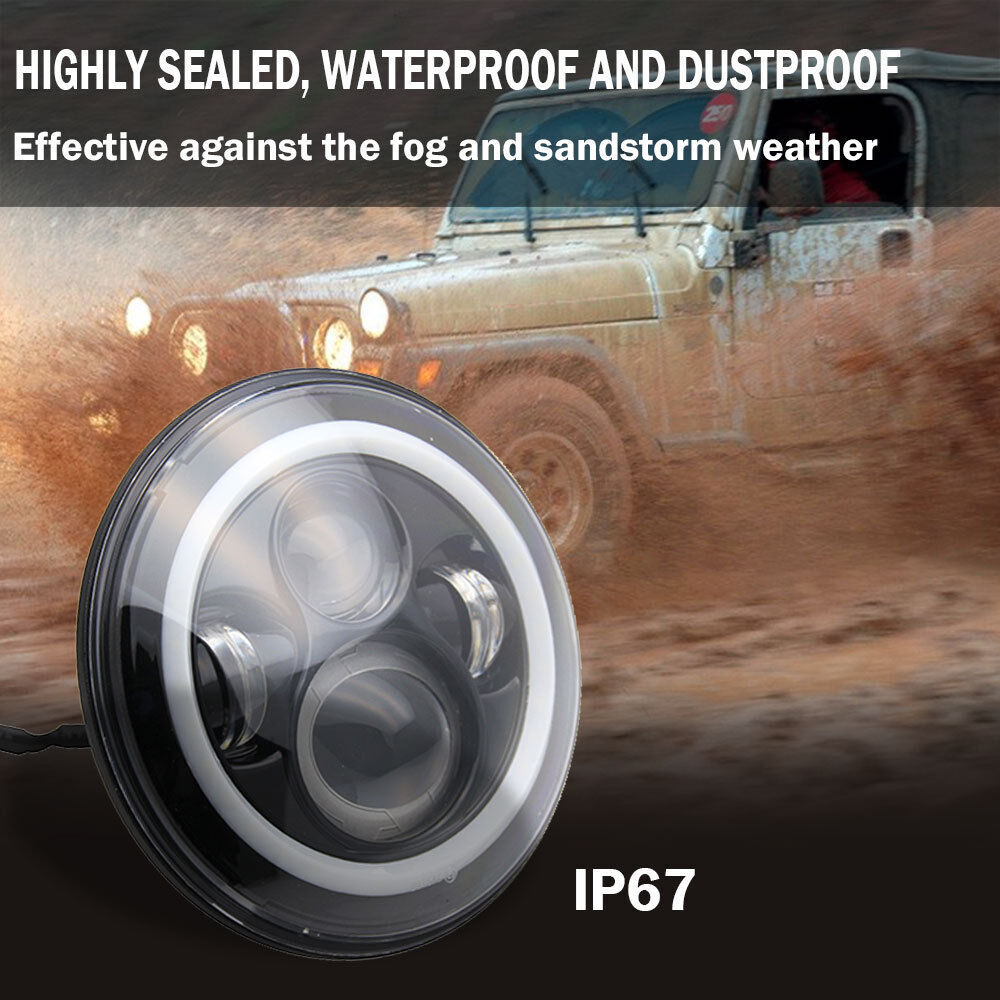 7 inch Round Chrome LED Headlight Hi/Lo Beam for Mazda 1979-85 RX7 1990 ...