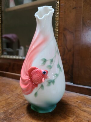 Franz Fine Porcelain Goldfish Koi 7" Artistic Bud Vase | eBay