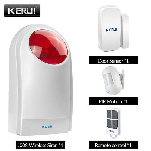 KERUI Wireless Strobe Flashing Siren Alarm System Kit 110DB Loud Alarm ...