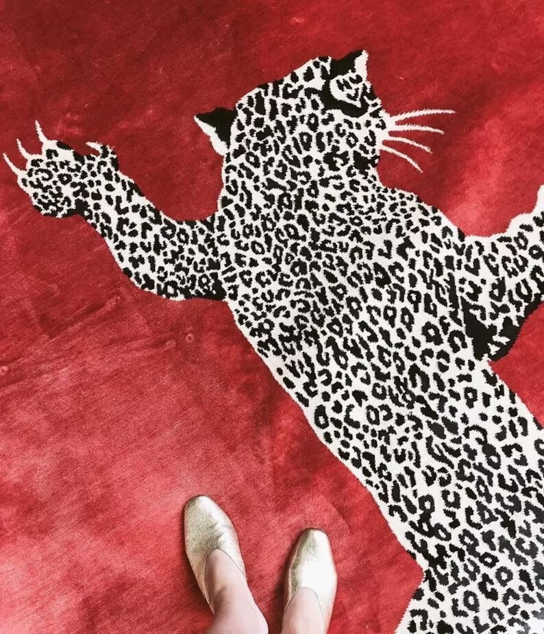 Hand Tufted Olive Colored Traditional 100% Climbing Panther 2x3 3x5,4x6 ...