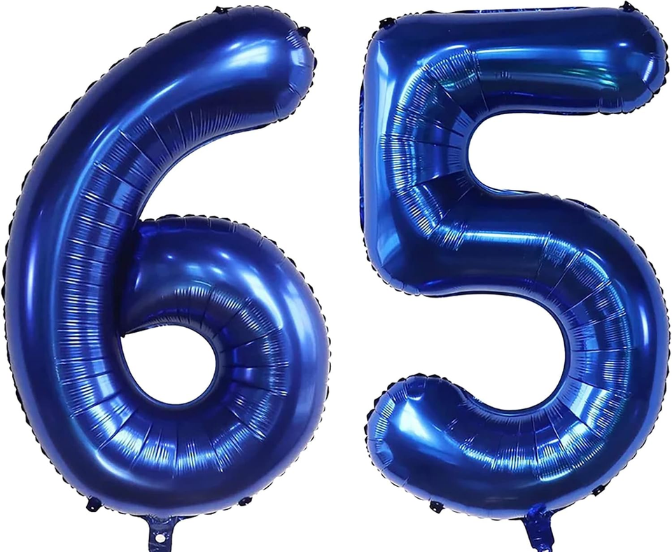 40Inch 65 Balloon Numbers Navy Blue Helium Number 65 Balloons Self ...