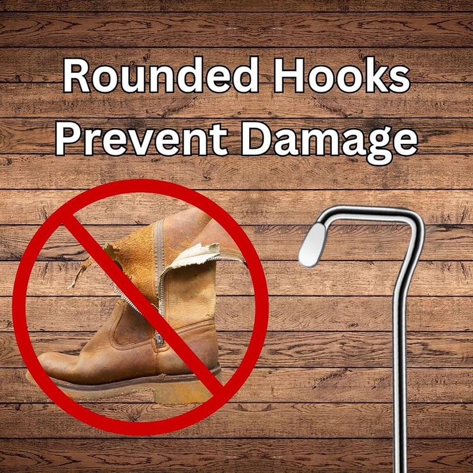 OFITMAGIC 9" Steel Boot Hooks with Wood Handle,Boot Puller for Cowboy ...