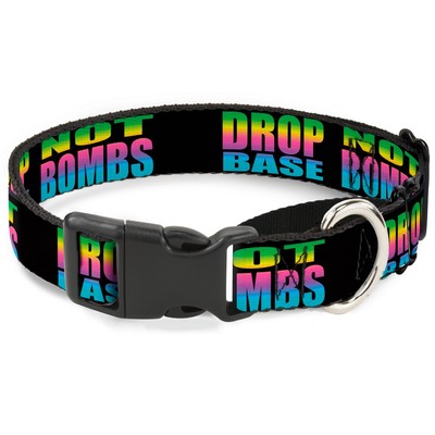 Plastic Martingale Collar DROP BASS NOT BOMBS Black/Rainbow WIDE-Med ...