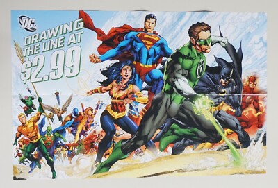 DC Drawing the Line at $2.99 34" x 22" Poster - Superman Wonder Woman ...