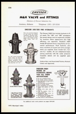 1970 Dresser M&H fie hydrant valves Anniston AL-Vintage trade photo ...