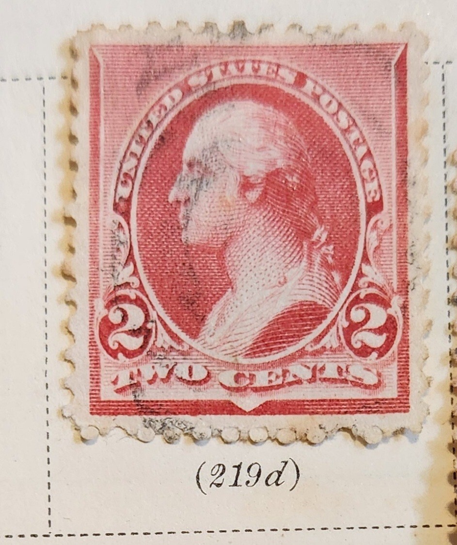 US Postage Stamp Scott#219D Red George Washington 2¢ Two Cents Used ...