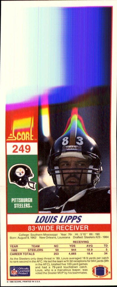 1990 Score Football Card #249 Louis Lipps | eBay