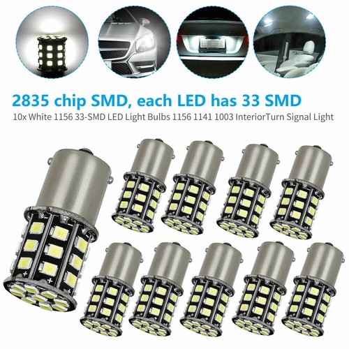 10Pcs 1156 LED Bulb White Super Bright 33-SMD LED for RV Trailer ...