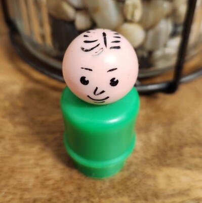 Vintage Fisher Price Little People Dad Man Plastic Head Green Plastic ...