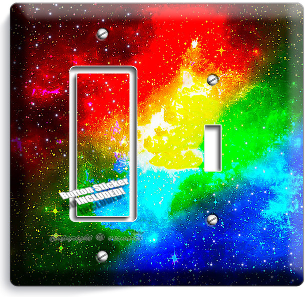 SPACE GALAXY STARS RAINBOW NEBULA CLOUD LIGHT SWITCH OUTLET PLATE ROOM ...