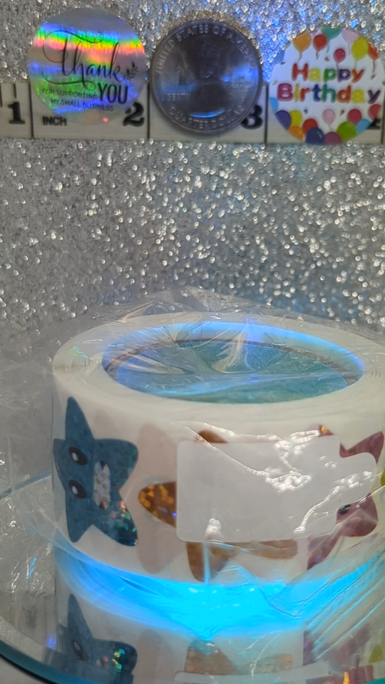 500 pcs Sticker Roll Shiny Laser Multi Colors Stars Faces Self Adhesive ...