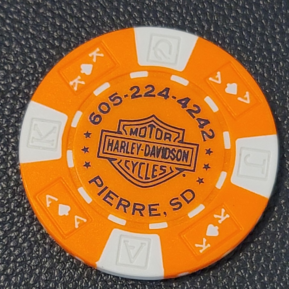 PETERSEN HD~ SOUTH DAKOTA (Orange AKQJ) Harley Davidson Poker Chip ...