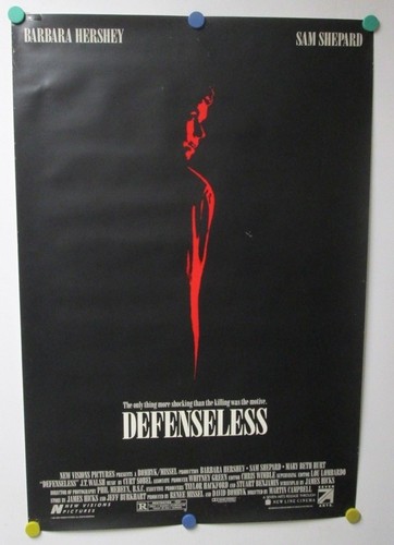 Vintage 1991 Defenseless Barbara Hershey Sam Shepard Movie Poster 40x27 ...