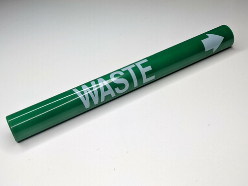 7x Waste Coiled Pipe Label Marker Wraps - 3-3/8" to 4-1/2" Pipe - style ...