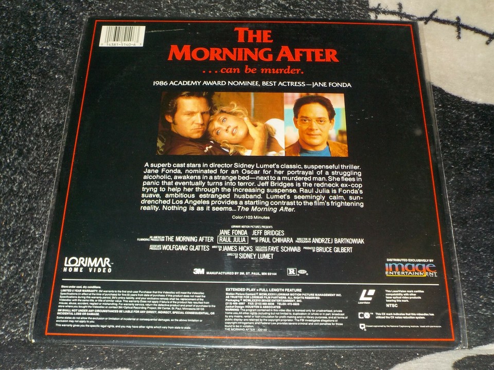 The Morning After Laserdisc LD Jeff Bridges Jane Fonda Raul Julia Free ...
