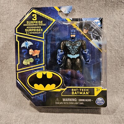 BAT-TECH BATMAN 4" Inch Action Figure Blue Gloves Blue Boot Variant DC ...