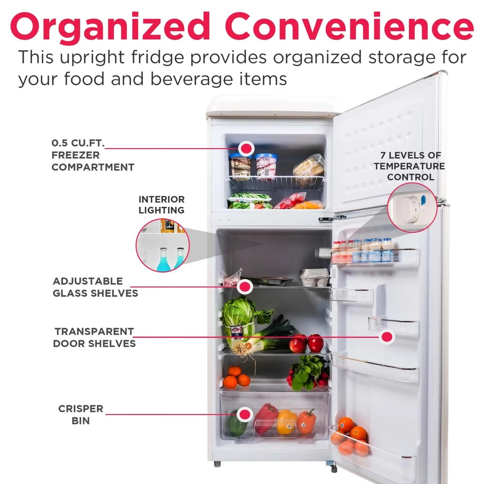 7.5 Cu. ft. Top Freezer Refrigerator, Cream, Rounded Corners - Retro ...