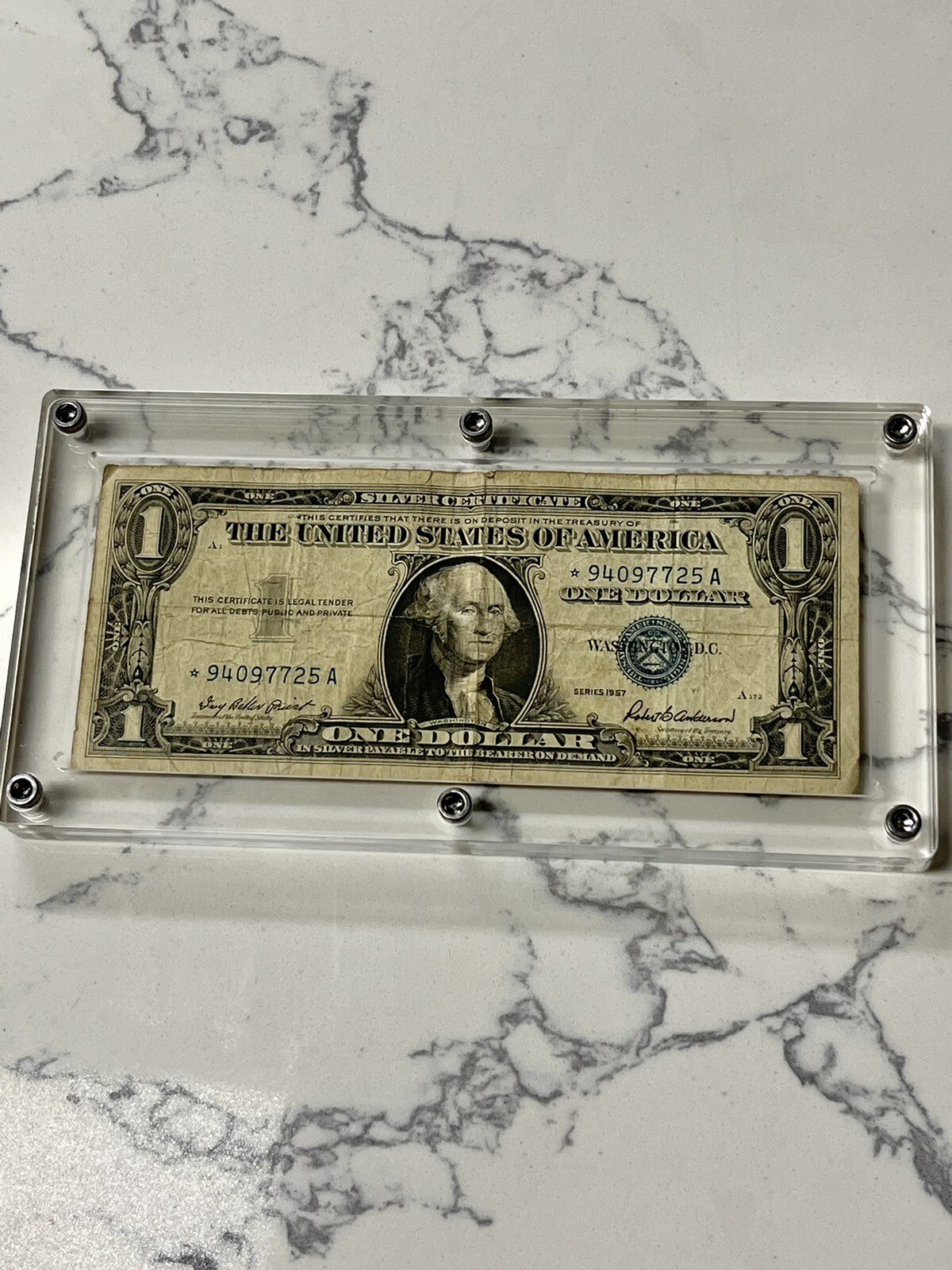 1957 STAR NOTE One Dollar Blue Seal Silver Certificate Old US $1 Bill ...