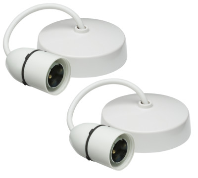 2×Pendant Light fitting set with Ceiling Rose BC Lamp Holder& Wire 6 ...