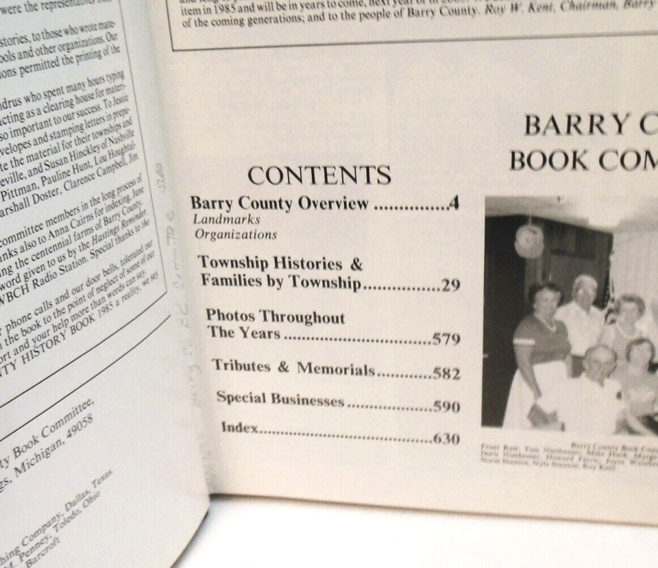 Barry County Michigan 1985 Local History Townships Families People ...