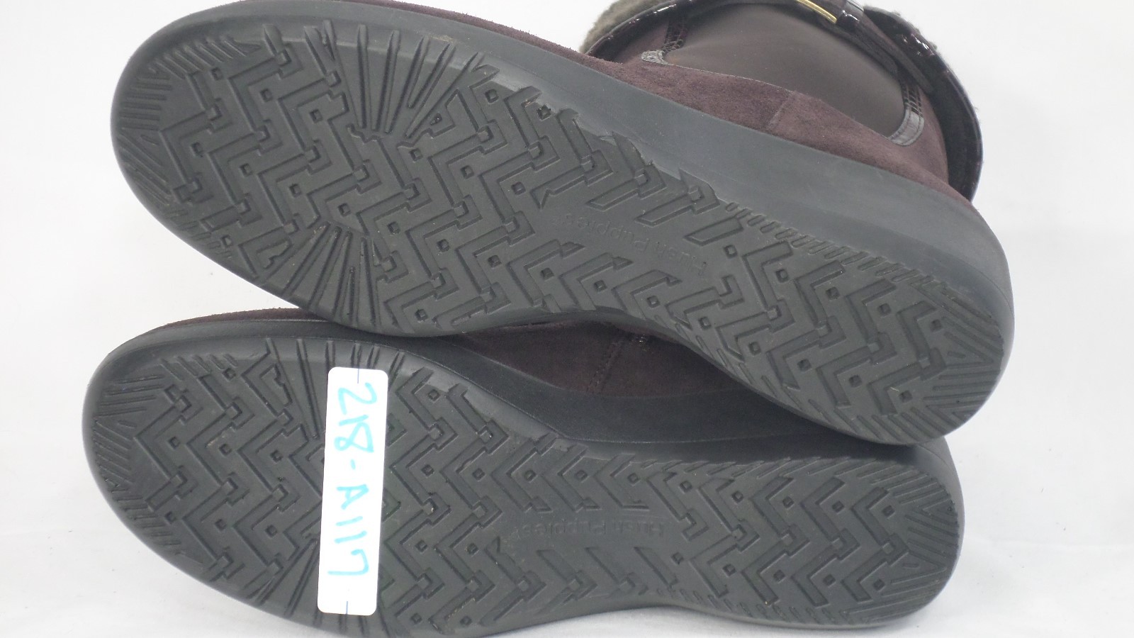 Hush Puppies 'Waldere' Dark Brown Suede/Fleece Cuff Wedge Mid Boot ...