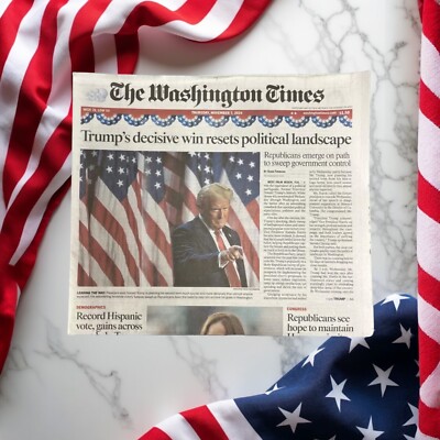 New WASHINGTON TIMES NEWSPAPER 2024, 11-7-24 TRUMP DECISIVE WIN RETURNS ...
