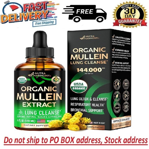 Mullein Leaf Extract Organic Lung Cleanse Drops for Lung Health Natural ...