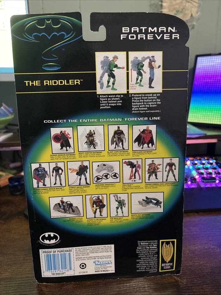 Kenner Batman Forever: The Riddler With Capture Brain Drain Helmet ...