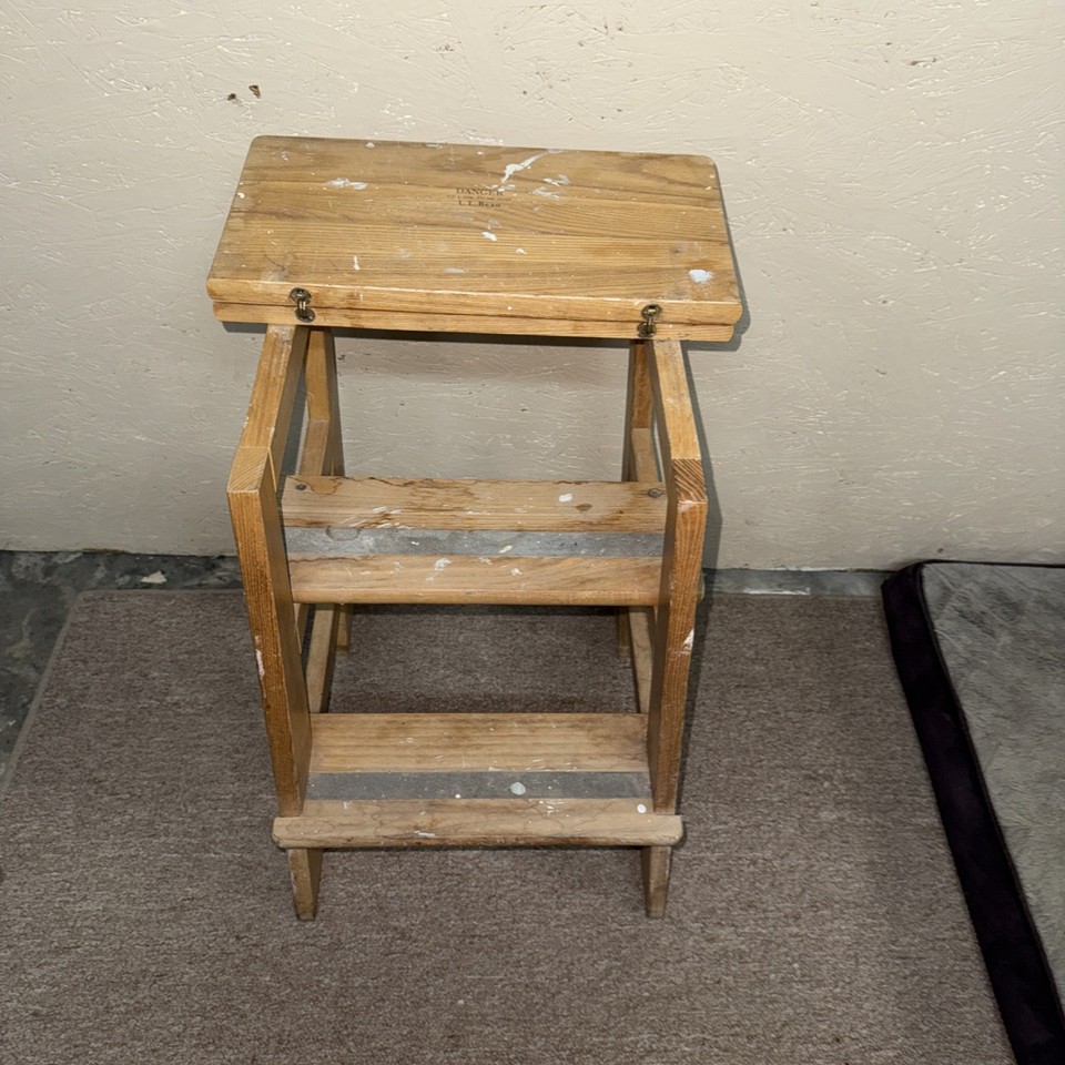Vtg L L Bean Wooden 3 Step Stool Ladder Chair * Rare* Plant Stand ...