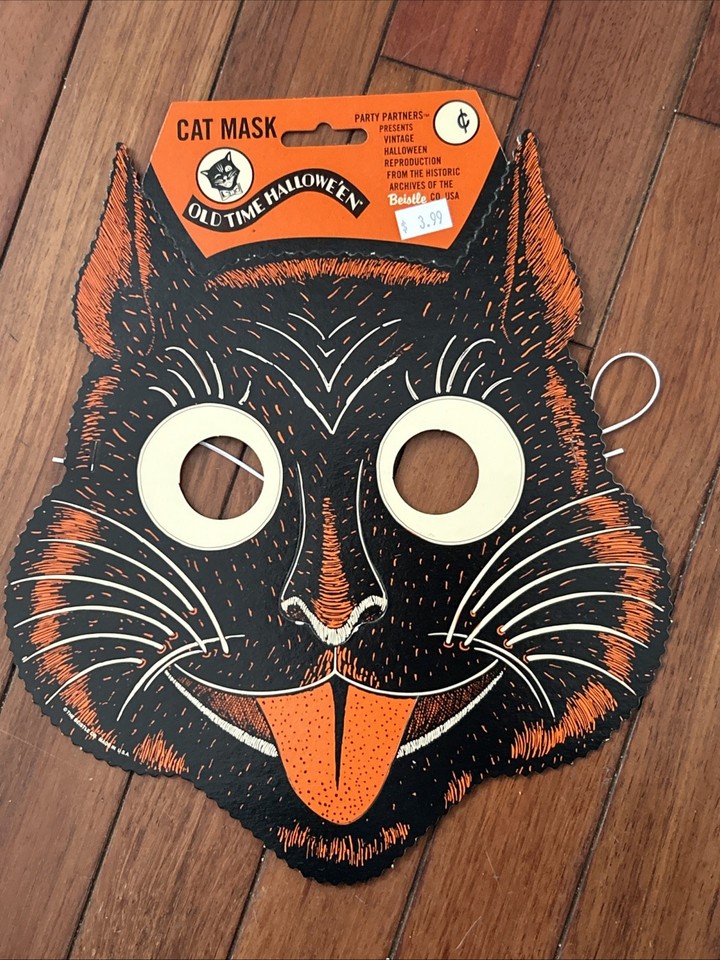 Beistle Repro VTG Halloween Black Cat Mask Costume USA | eBay