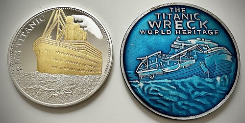 Titanic 2 Coin Challenge Coins-Silver Colored-Vouage Plan/Sinking Date ...