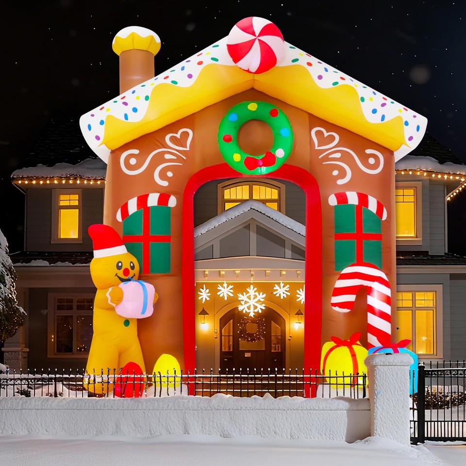 12FT Christmas Inflatables Decorations, Outdoor Gingerbread Arch Giant ...