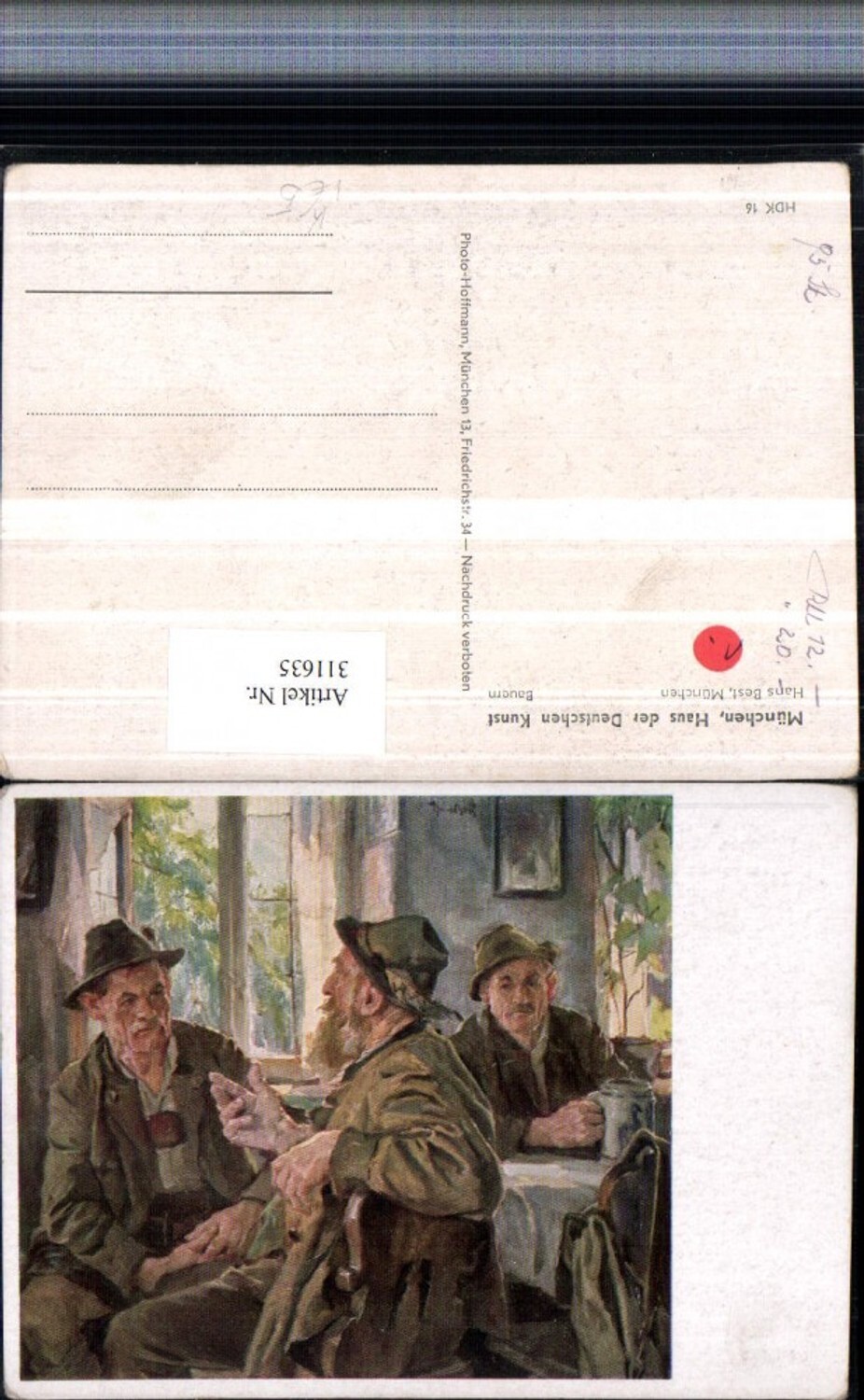 311635,Haus der Deutschen Kunst HDK 16 Künstler Hans Best Bauern Männer ...