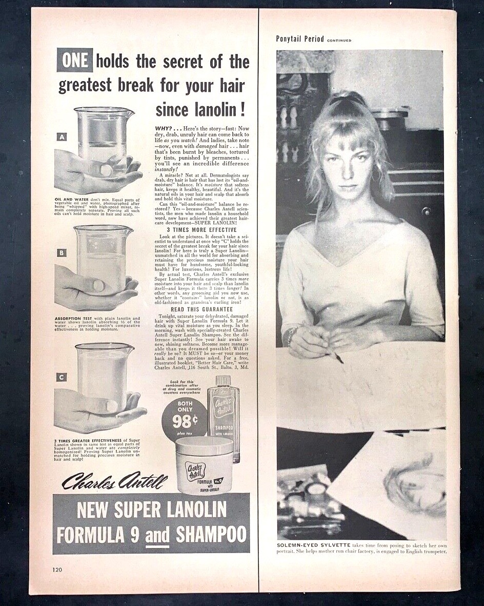 Life Magazine Ad CHARLES ANTELL Lanolin Formula 9 and Shampoo 1954 A4 ...