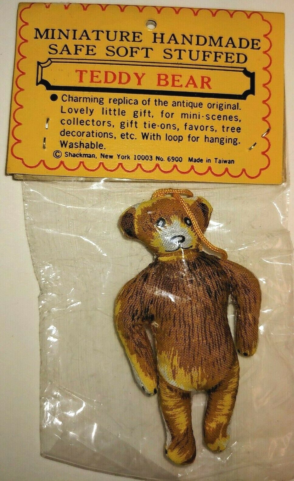 Vintage Shackman Miniature Soft Stuffed 3" Bear Decoration Ornament NIP ...