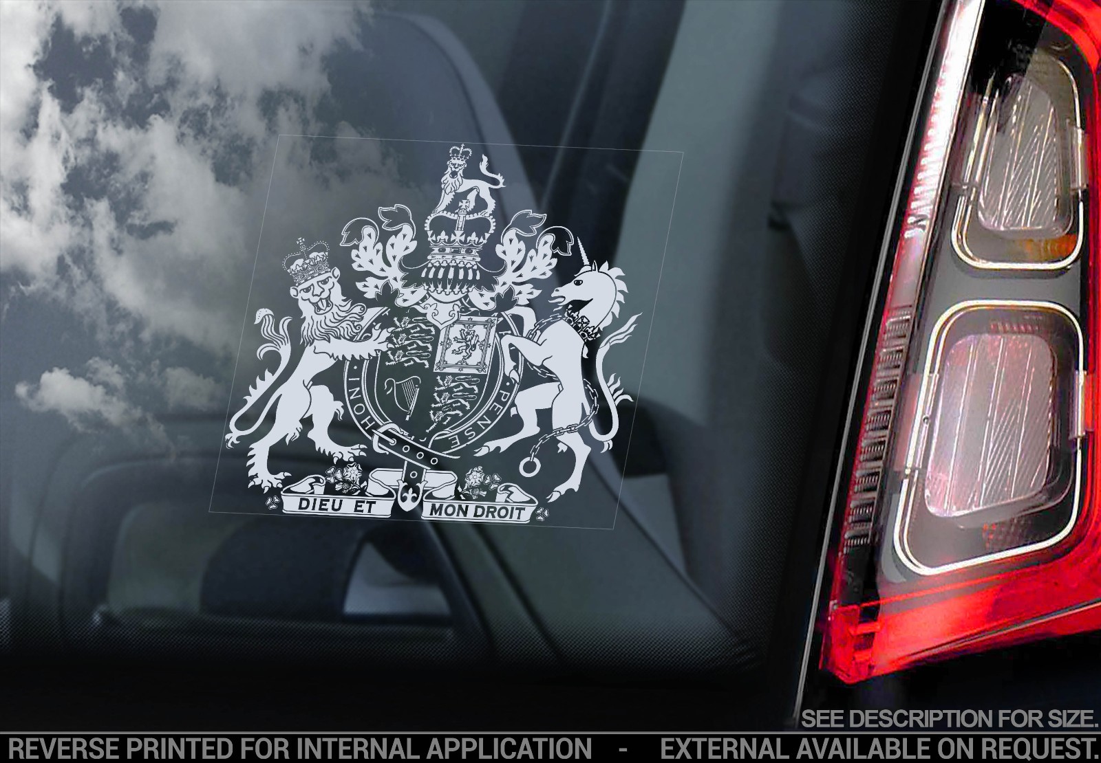 Royal Coat of Arms Sticker, Car Window Sign, British United Kingdom ...