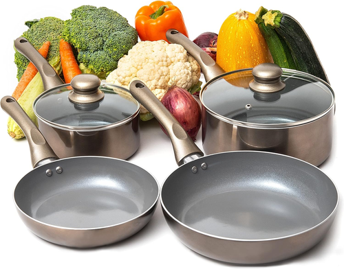 8-Piece Nonstick Aluminum Cookware Set for Effortless Cooking ...