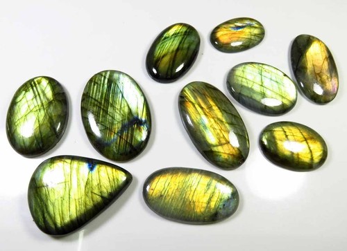 Natural Golden Flash Labradorite Gemstone Lot 736 Cts 10 Pcs Cabochon ...