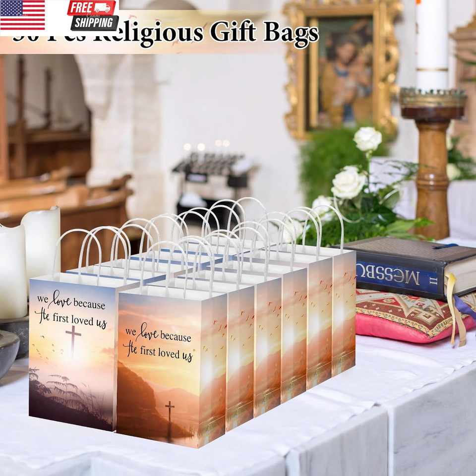 50 Pcs Christian Gift Bags Bulk with Handles Bible Verse Religious ...