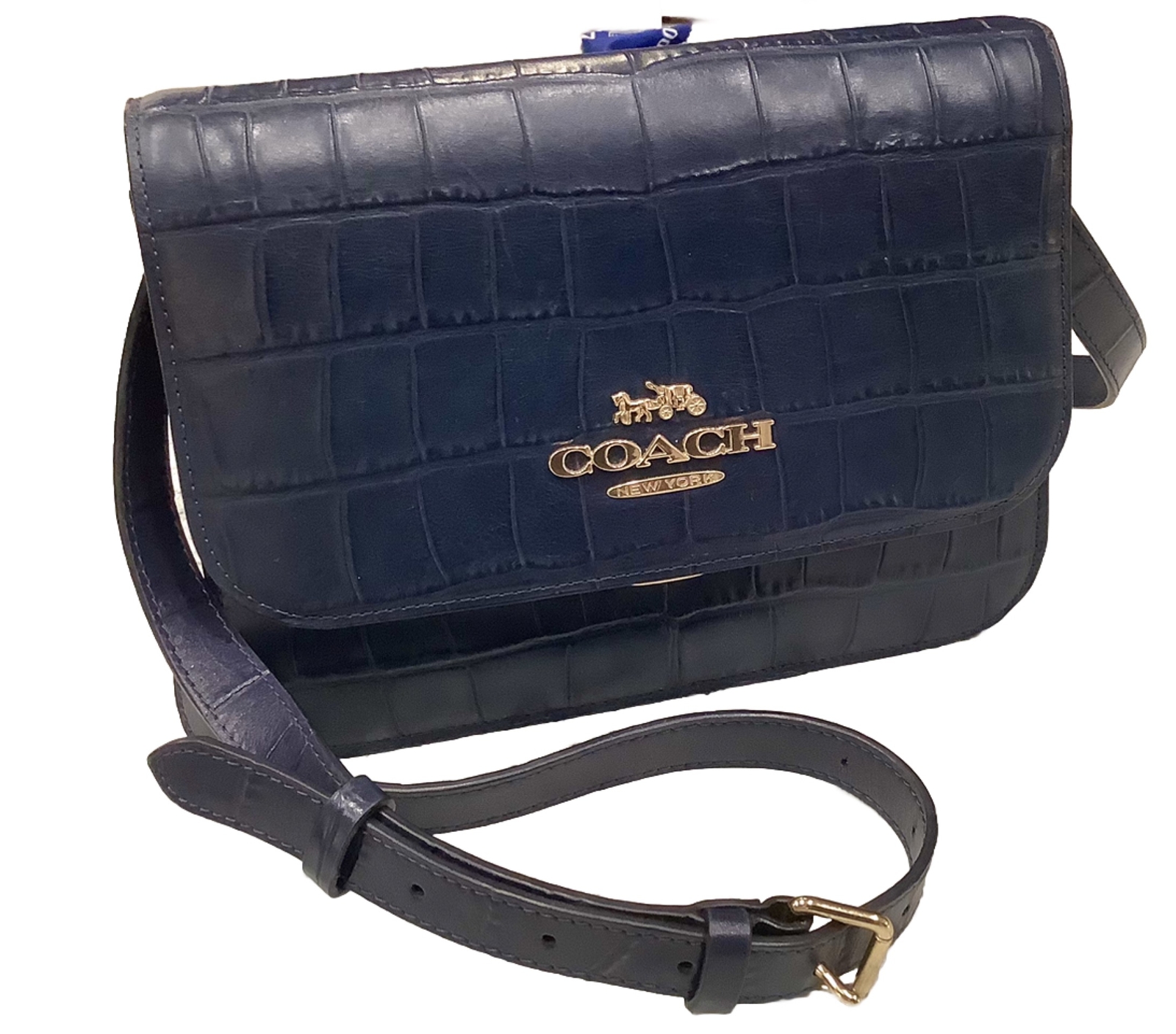 Coach Brynn Crossbody Crocodile Embossed Leather Bag Midnight Navy ...