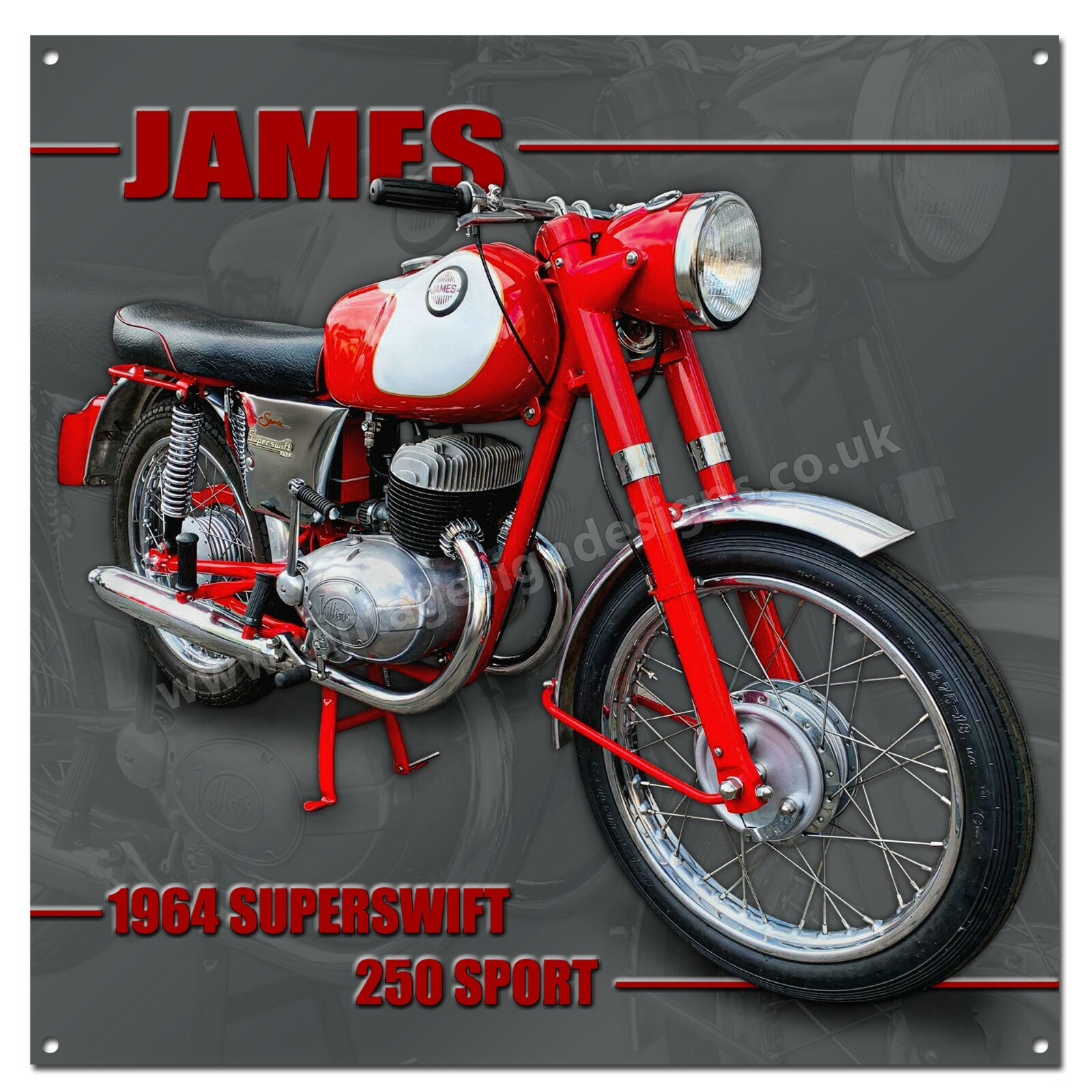 1964 JAMES SUPERSWIFT 250 SPORT BRITISH MOTORCYCLE METAL SIGN -12" x 12 ...