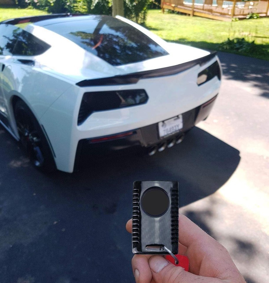 Real Black Carbon Fiber Key Fob Cover For Chevy C7 Corvette Stingray ...