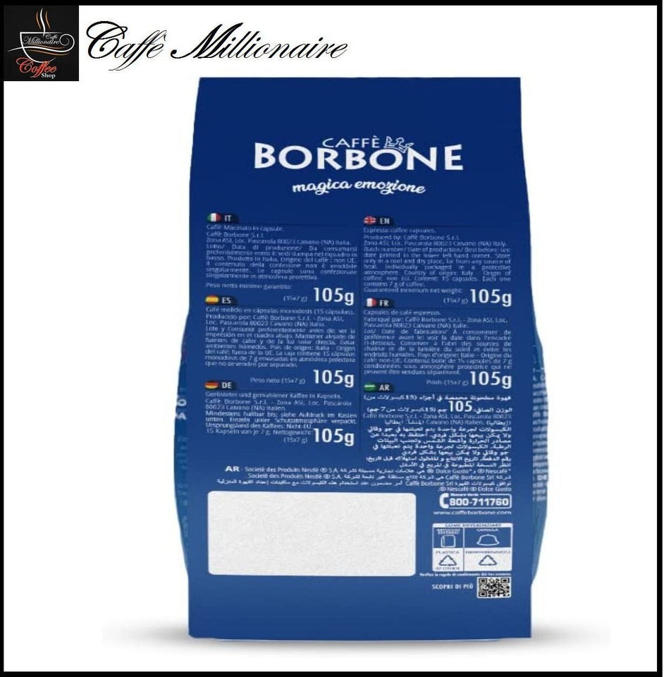 90 Capsules Caffè Borbone Dolce Gusto Blend Blue Compatible Machines ...