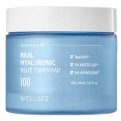 WELLAGE Real Hyaluronic Blue Toner Pad 7.1OZ 70 Sheet Moisturizer K ...