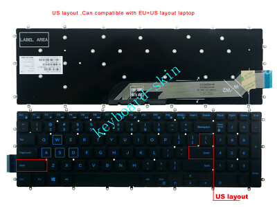 For Dell G7(7590),G7(7588),G7(7790) Laptop Keyboard US non-Backlit blue ...